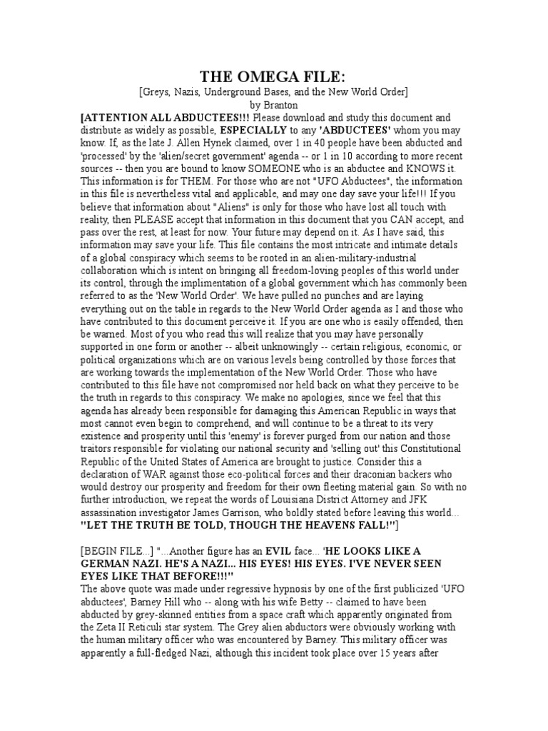 The Omega File:: (ATTENTION ALL ABDUCTEES!!! Please Download and Study ...