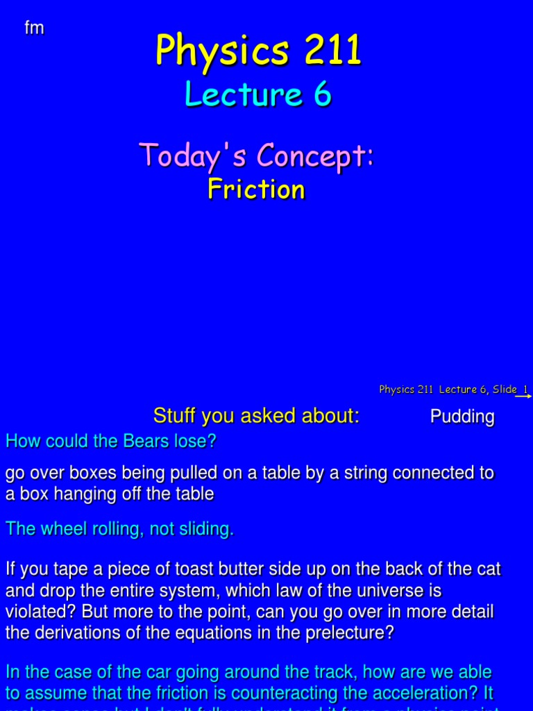 Lect 06 | PDF | Friction | Tension (Physics)