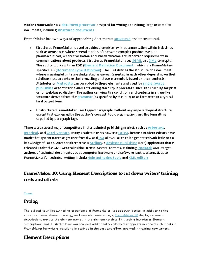 Framemaker Has Two Ways Of Approaching Documents And Unstructured