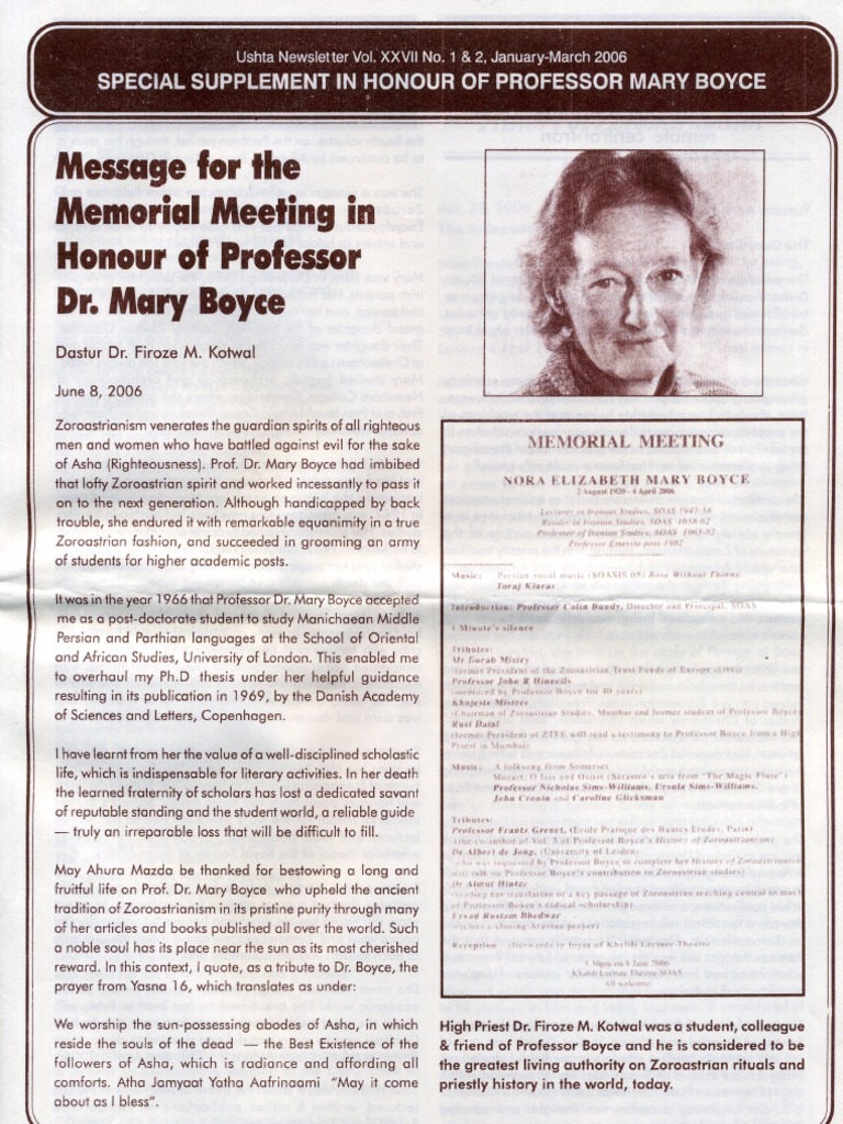 Collection of Pages in Honour of Professor Mary Boyce | PDF