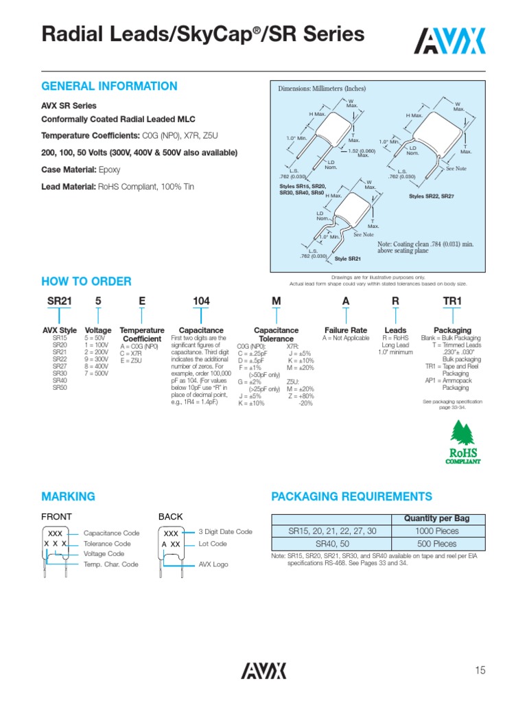 Radial Leads/Skycap /SR Series: General Information | PDF | Capacitor | Electrical Equipment