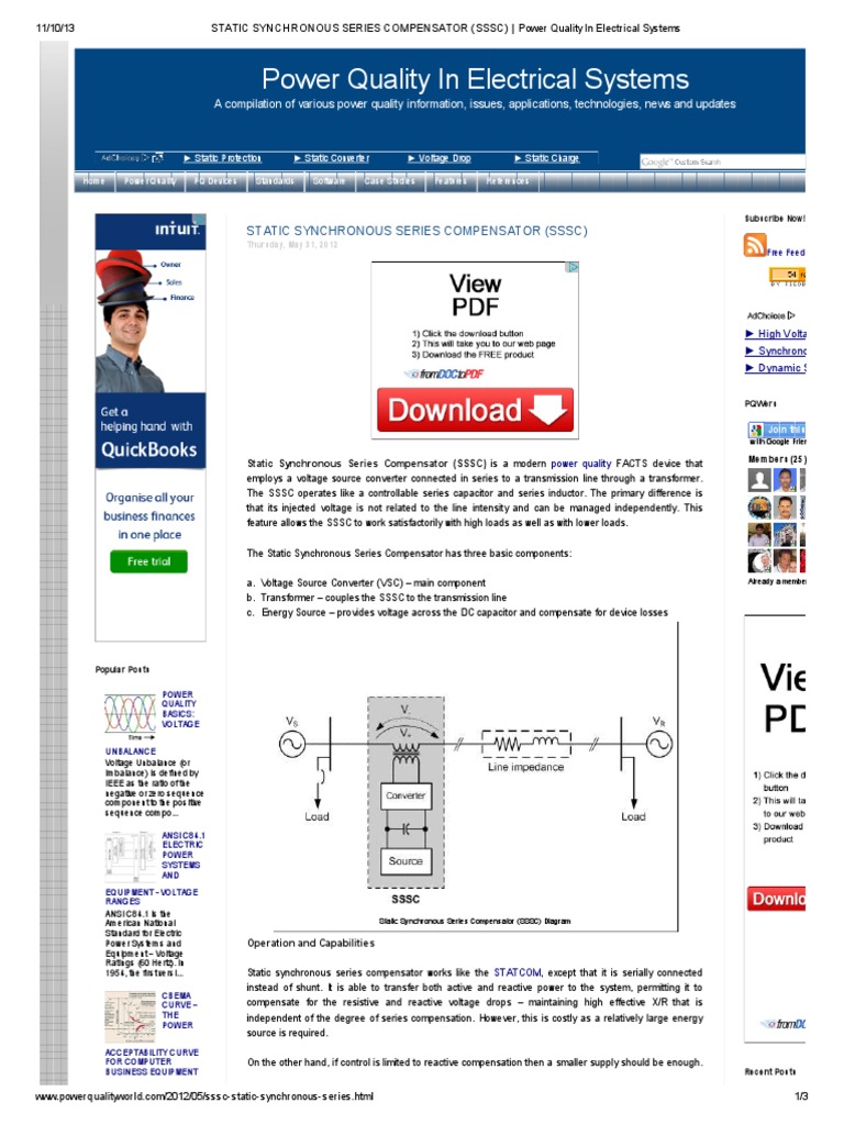 Static Synchronous Series Compensator Sssc Power Quality In