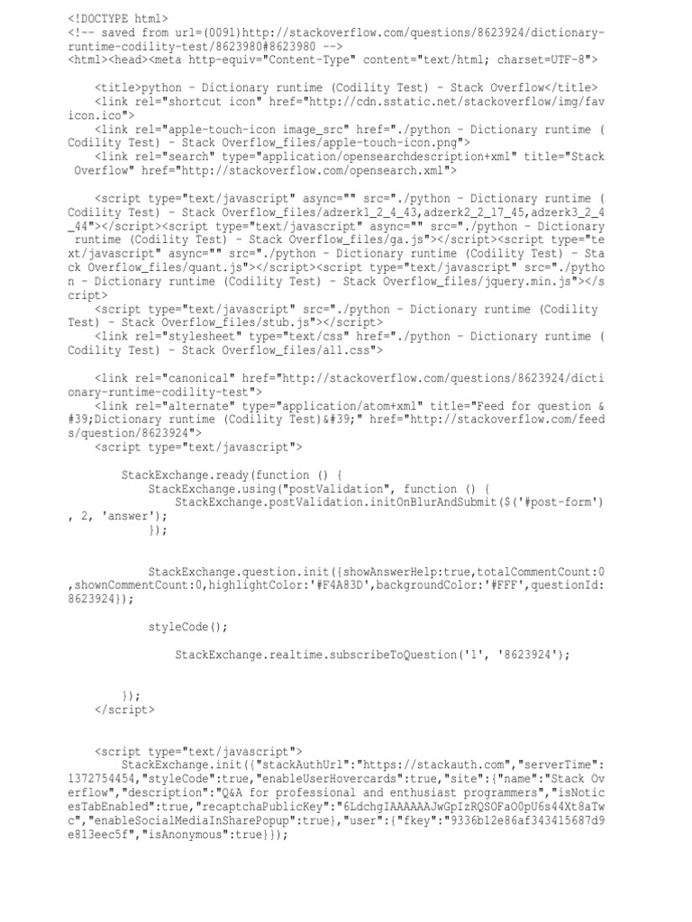 Python Dictionary Runtime Codility Test Stack Overflow Htm Pdf Array Data Structure 