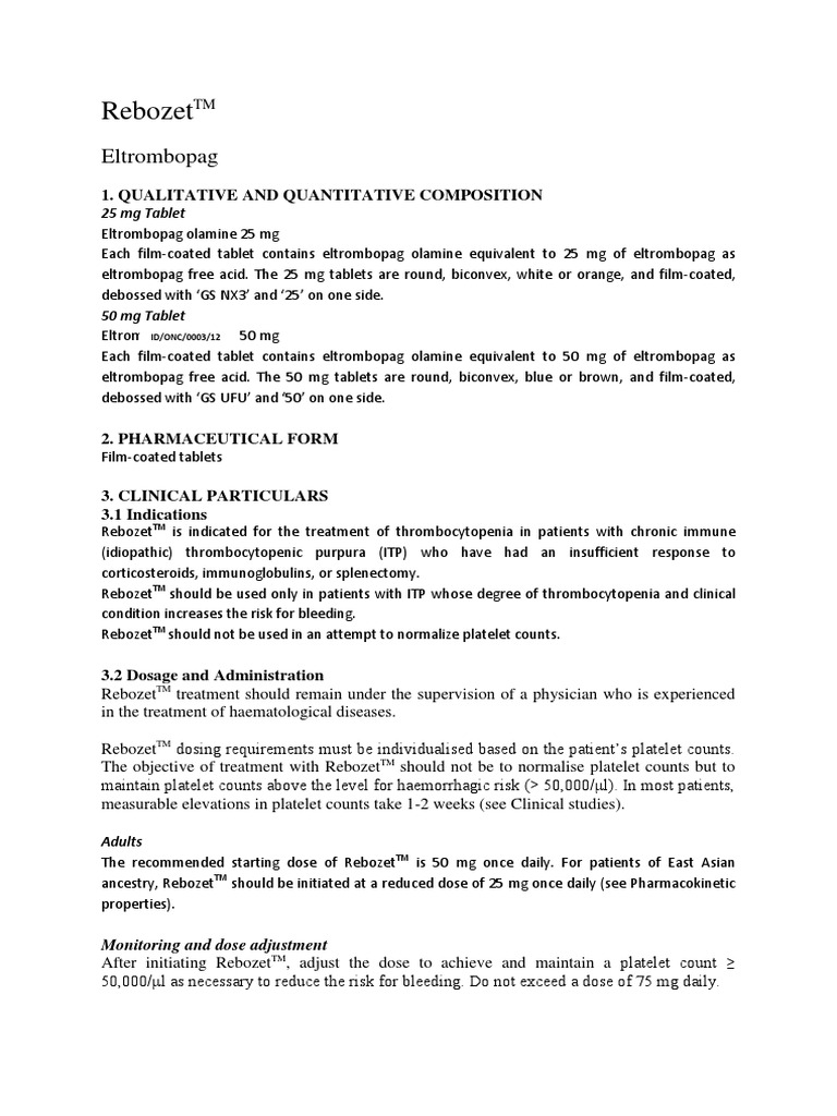 Rebozet Tykerb PDF | PDF | Thrombosis | Pharmacokinetics