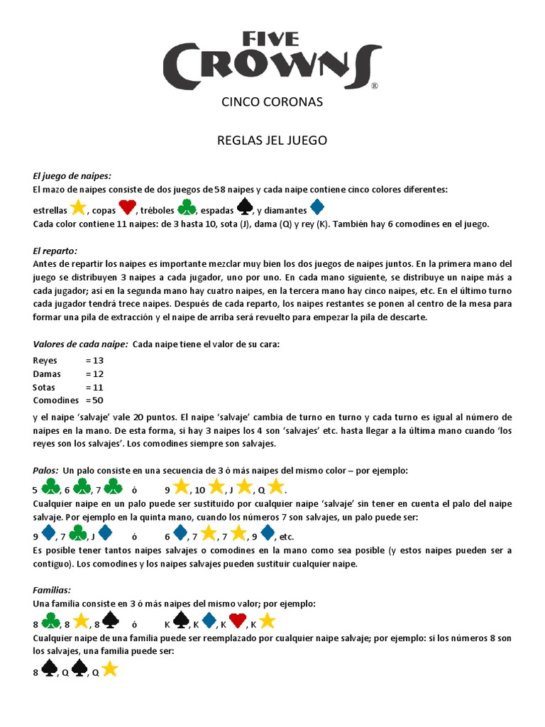Five Crowns Instructions - Spanish | PDF | Jugando a las cartas ...