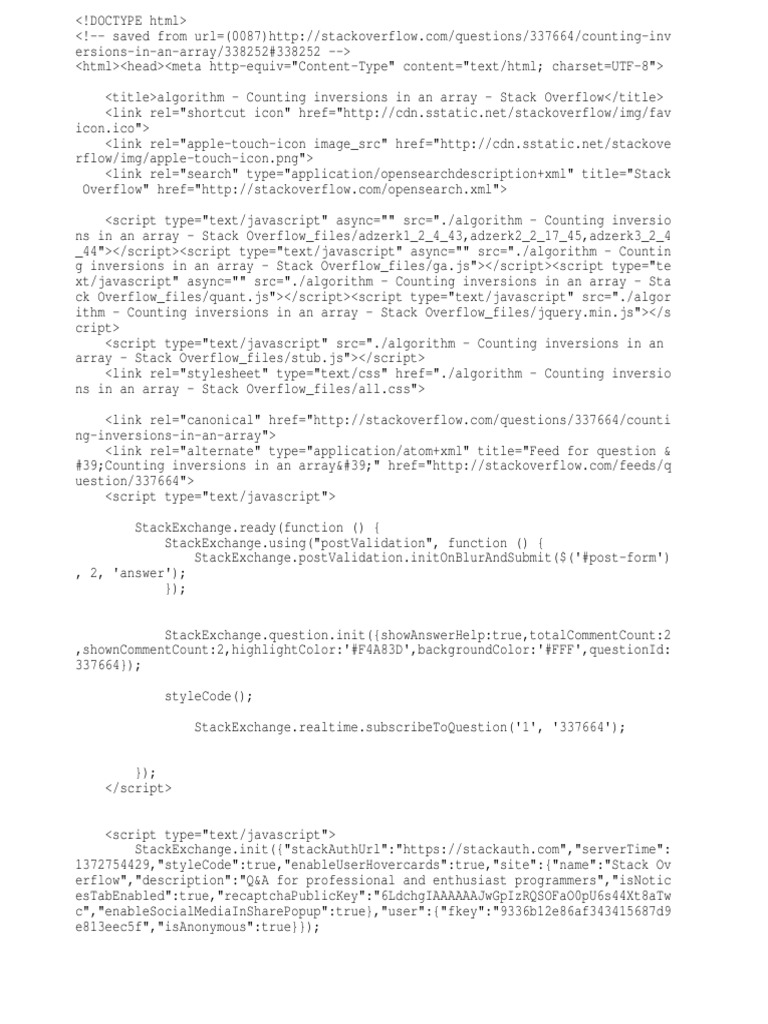 Algorithm Counting Inversions In An Array Stack Overflow Htm