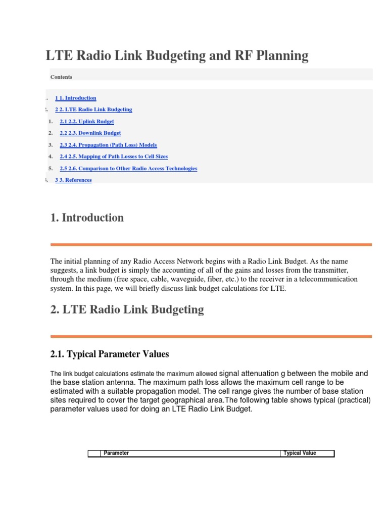 LTE Radio Link Budgeting and RF Planning | PDF | Decibel | Radio Propagation