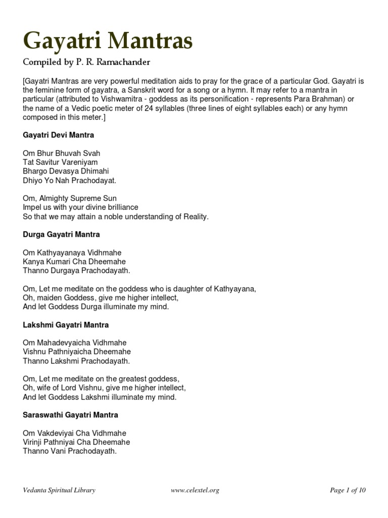 Gayatri Mantras PDF | PDF | Devi | Polytheism