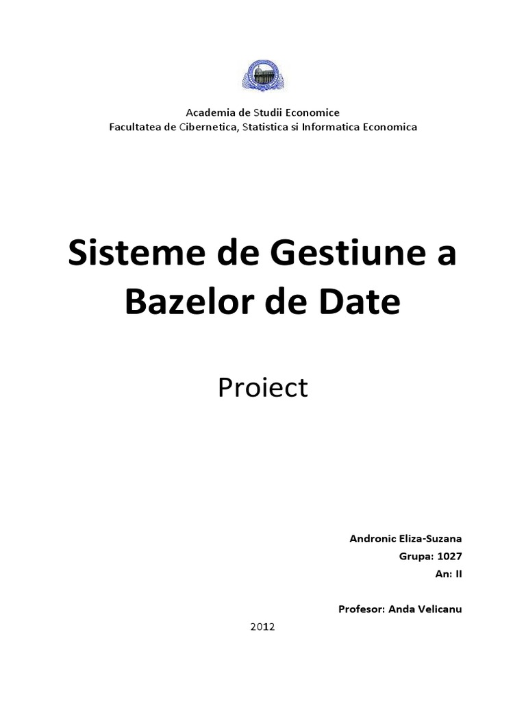 Proiect SGBD | PDF