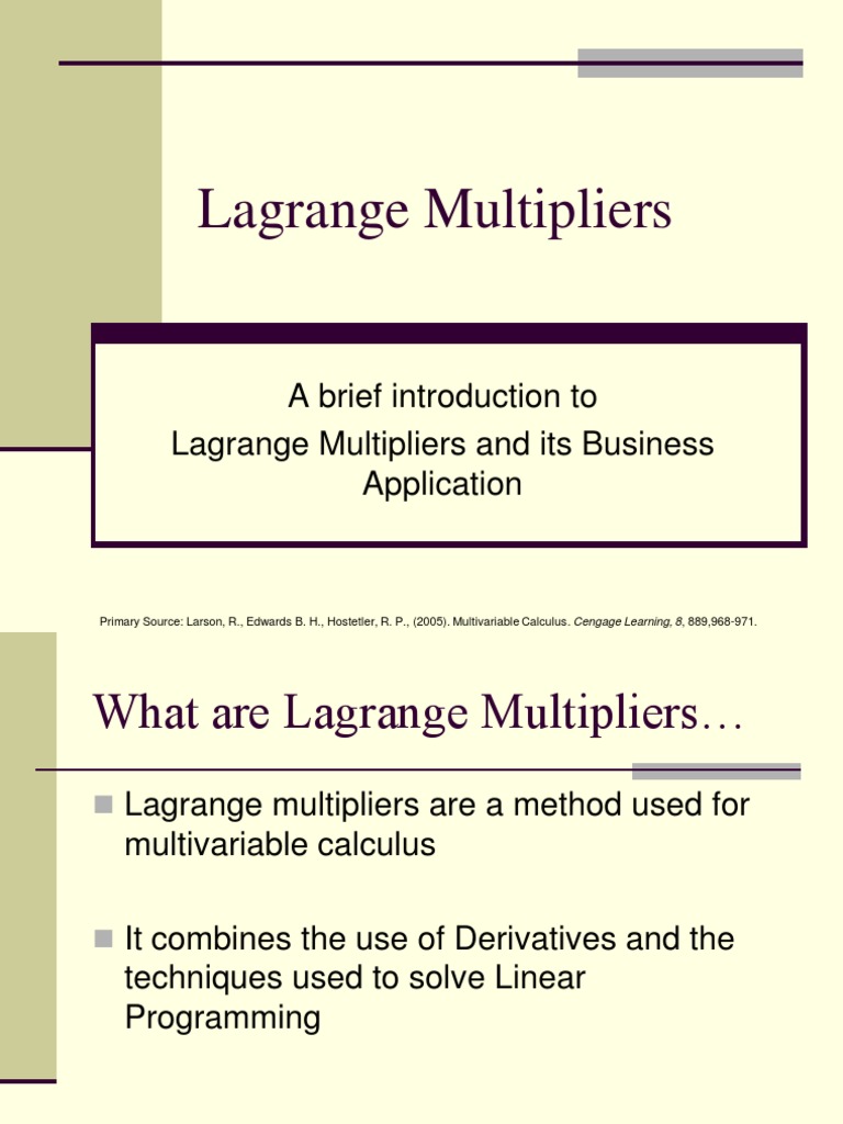 Lagrange Multipliers PDF | PDF | Systems Analysis | Mathematical ...