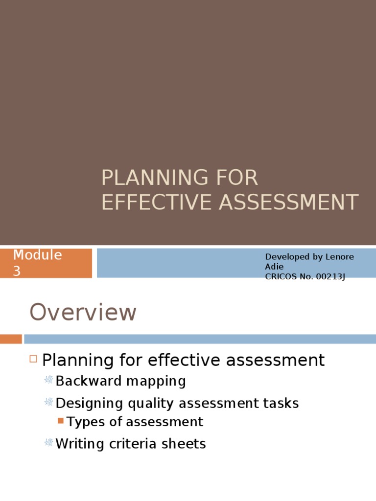 Effective Assessment Planning Guide | PDF | Educational Assessment ...