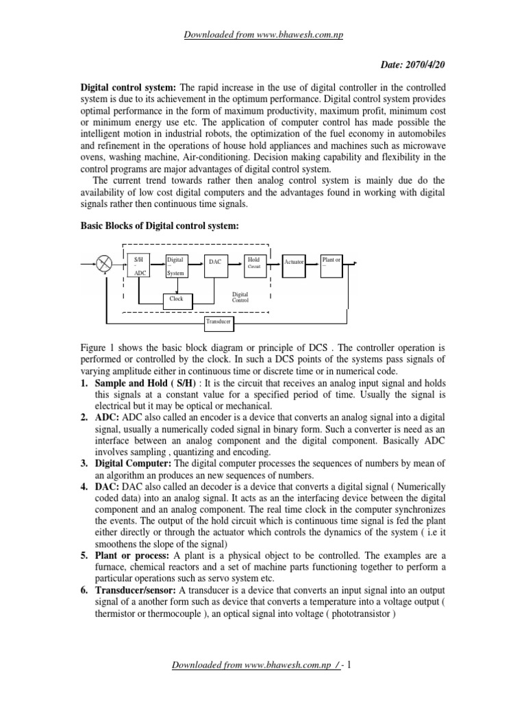 Digital Control System PDF | Download Free PDF | Analog To Digital ...