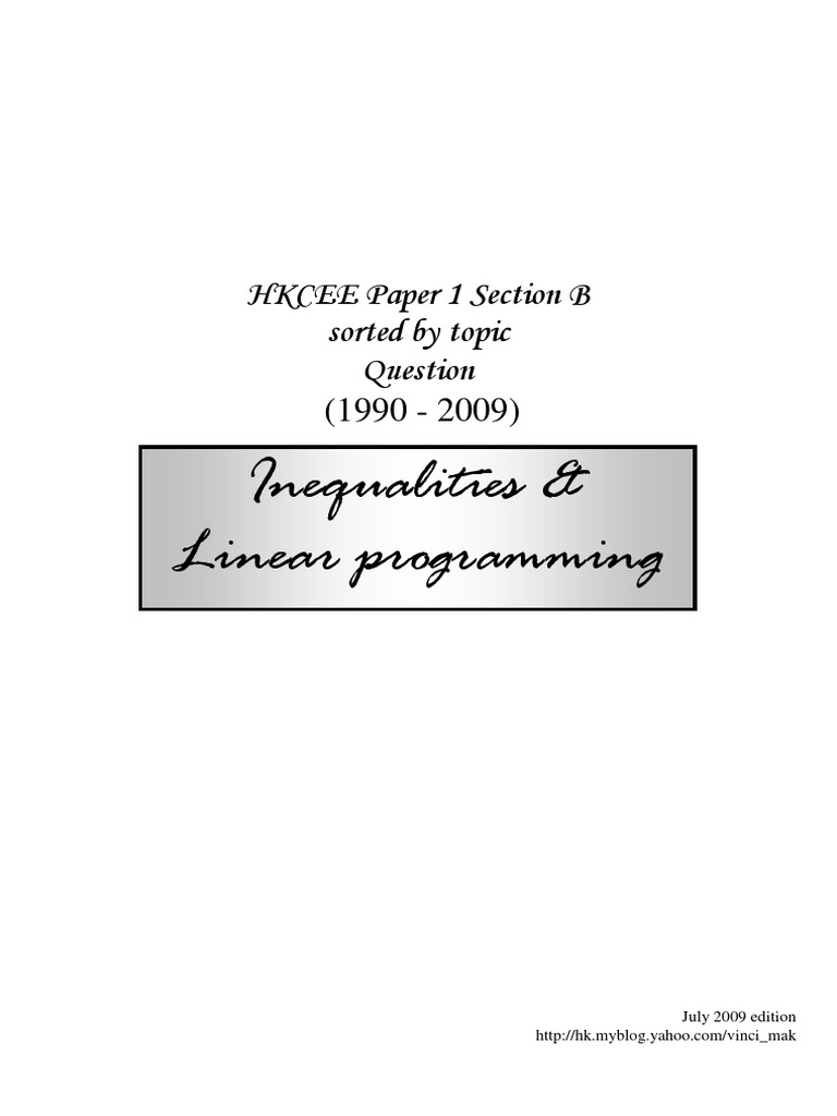 Inequalities & Linear Programming - Q PDF | PDF