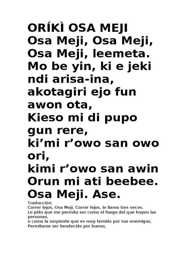Oríkì Osa Meji | PDF