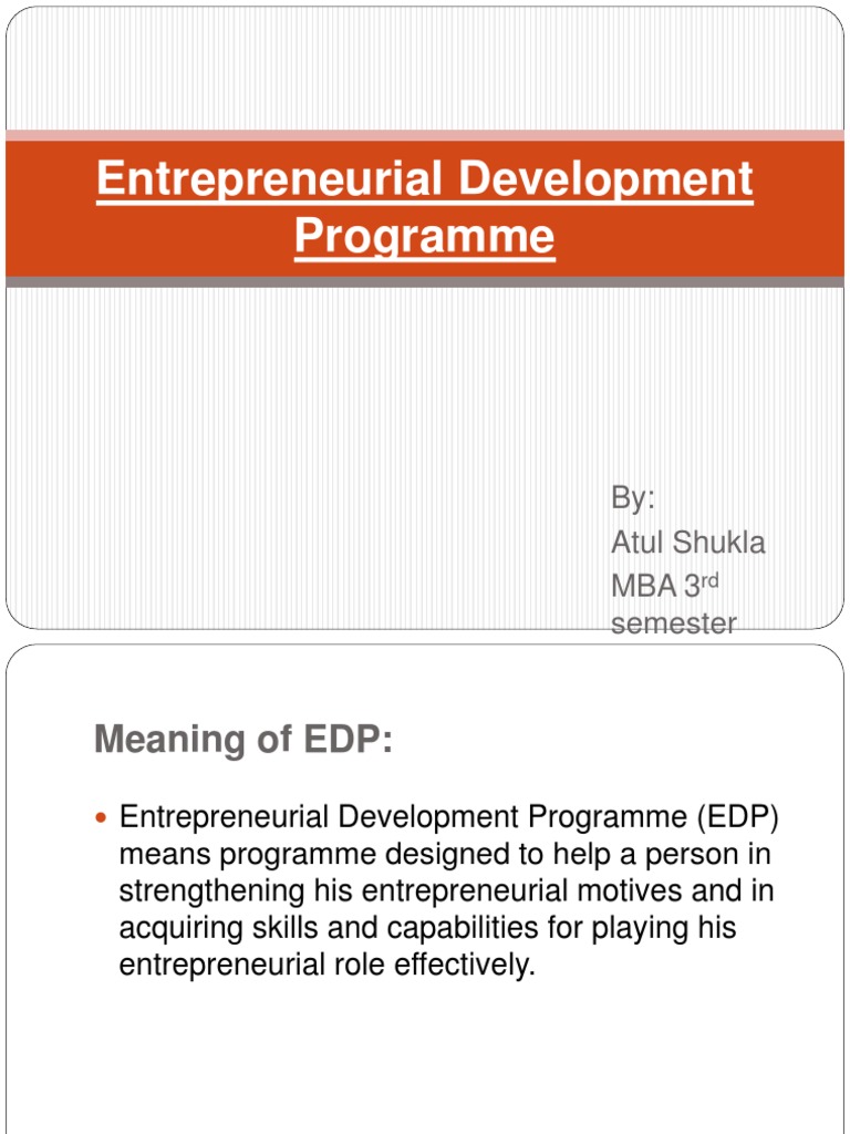EDP | PDF | Entrepreneurship | Strategic Management