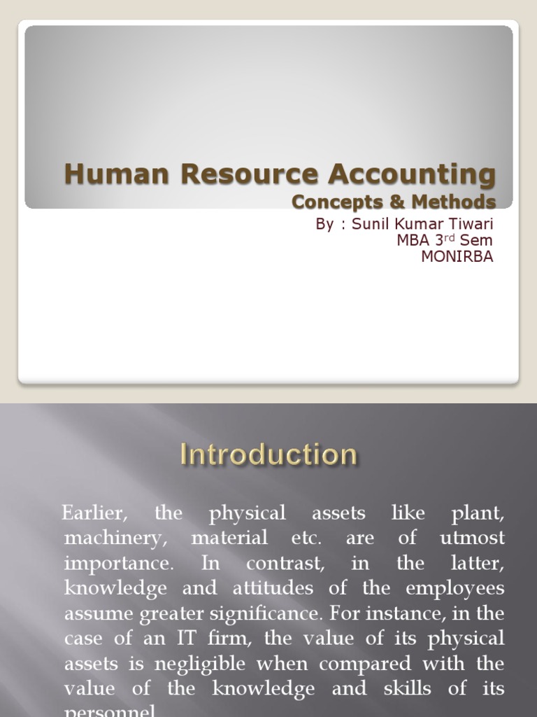 Human Resource Accounting Concepts & Methods | PDF | Resource | Human ...