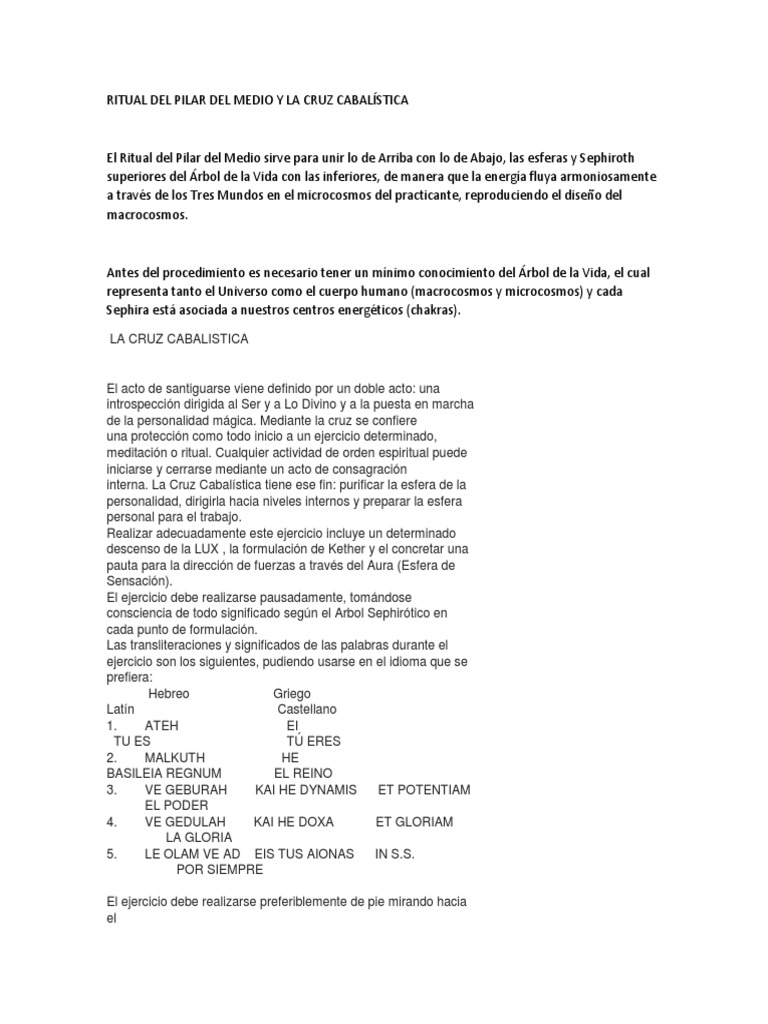 Ritual Del Pilar Del Medio y La Cruz Cabalística | PDF | Kábala | Ligero