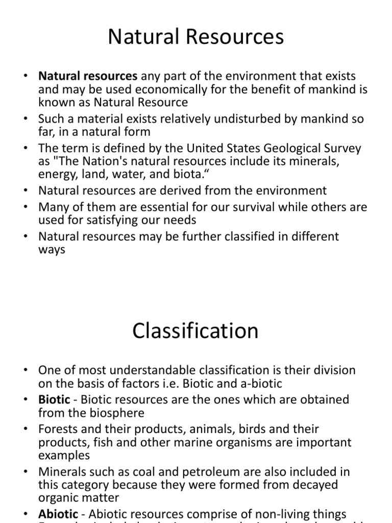 Understanding Natural Resources and Their Classification | PDF ...