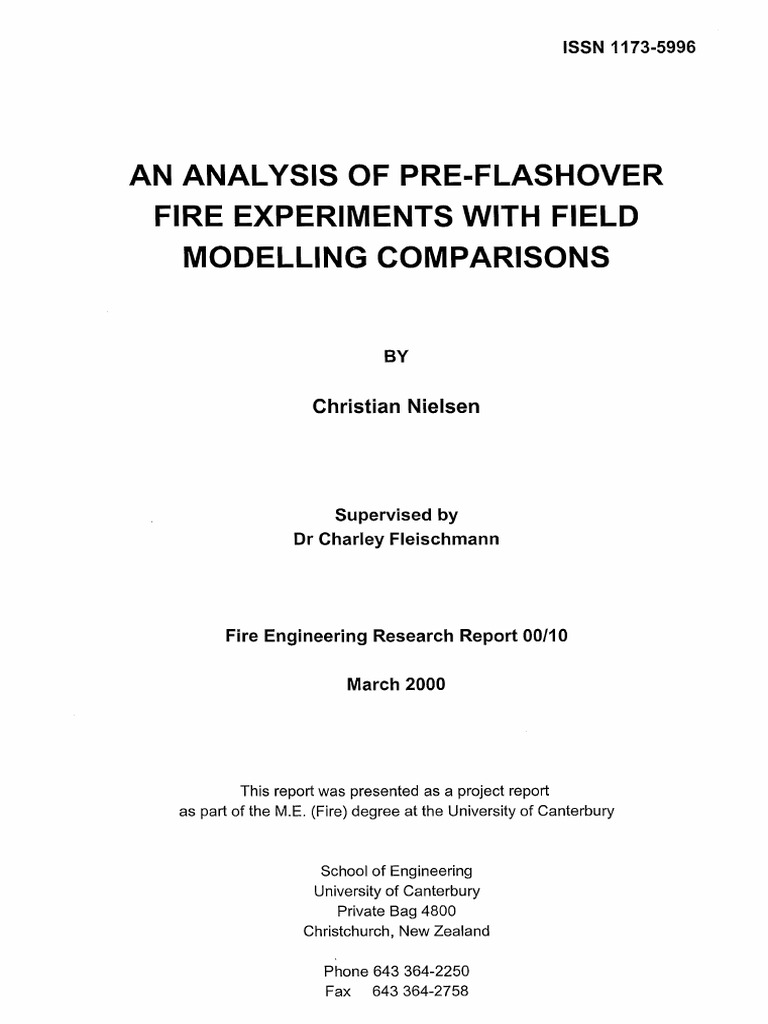 An Analysis of Pre-Flashover Fire Experiments With Field Modelling ...