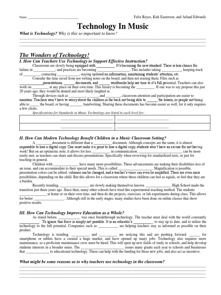 Technology in Music: The Wonders of Technology! | PDF | Career & Growth ...