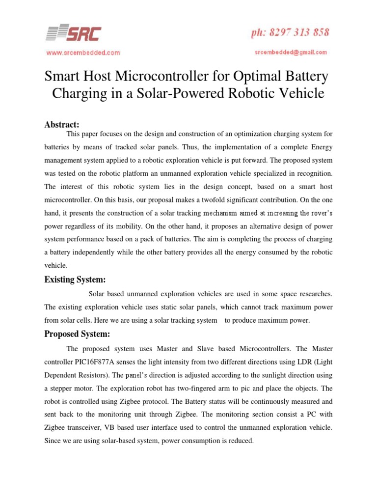 Smart Microcontroller for Solar Charging | PDF | Battery Charger | Robotics