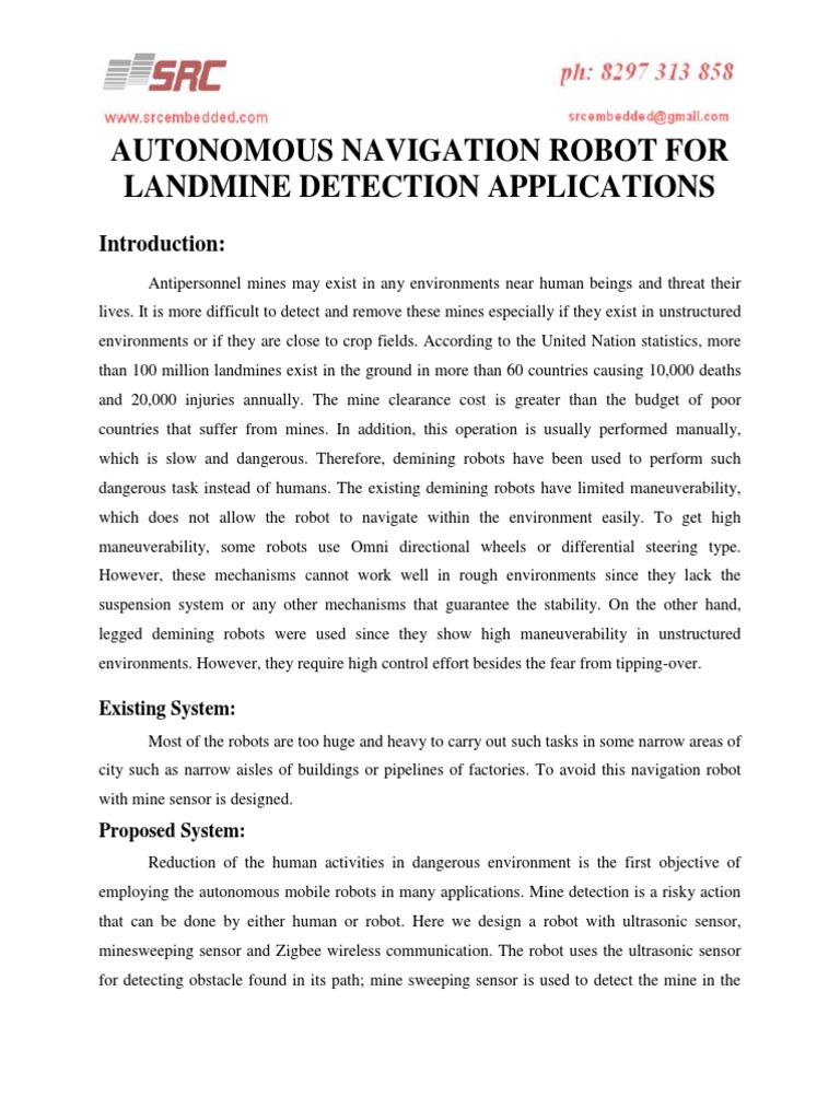 Autonomous Navigation Robot For Landmine Detection Applications | Unduh gratis PDF | Land Mine ...