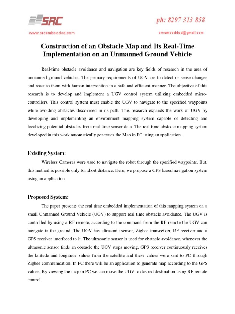 Construction of An Obstacle Map and Its Real-Time Implementation On An ...