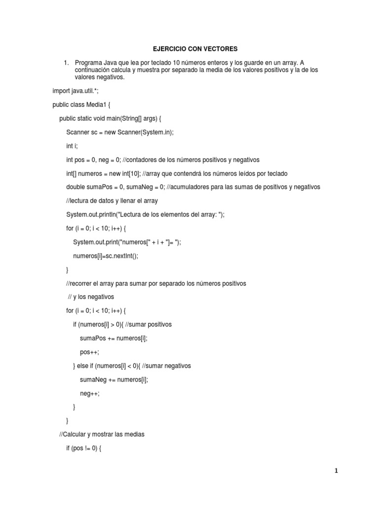 Ejercicio Con Vectores | PDF | Estructura de datos de matriz | Java (lenguaje de programación)