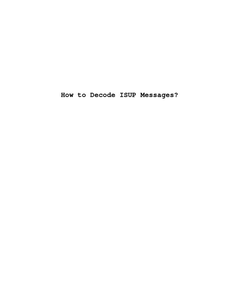How To Decode ISUP Messages PDF | PDF | Computers