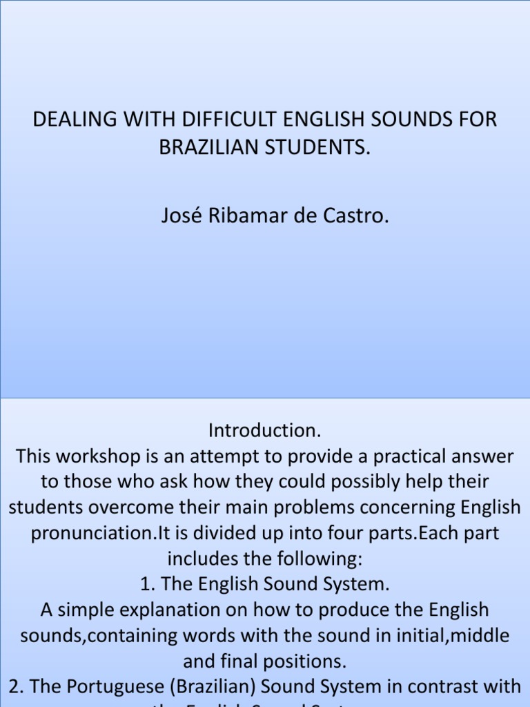 Overcoming English Pronunciation Issues for Brazilians | PDF | Vowel ...