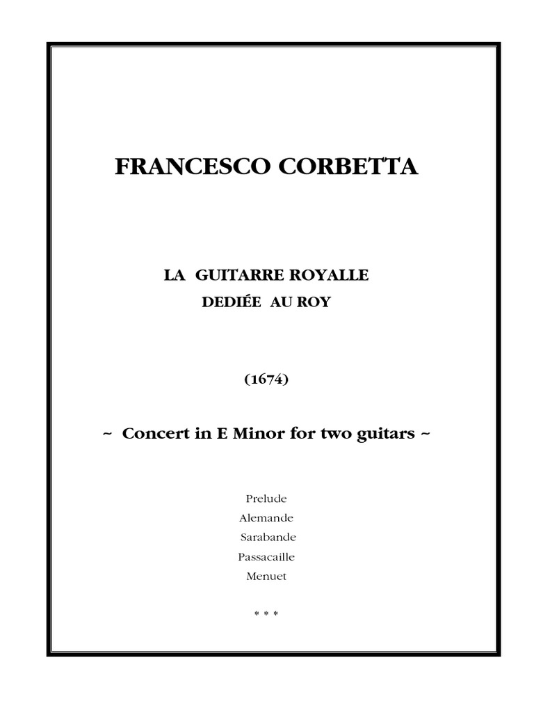 Francesco Corbetta: La Guitarre Royalle | PDF