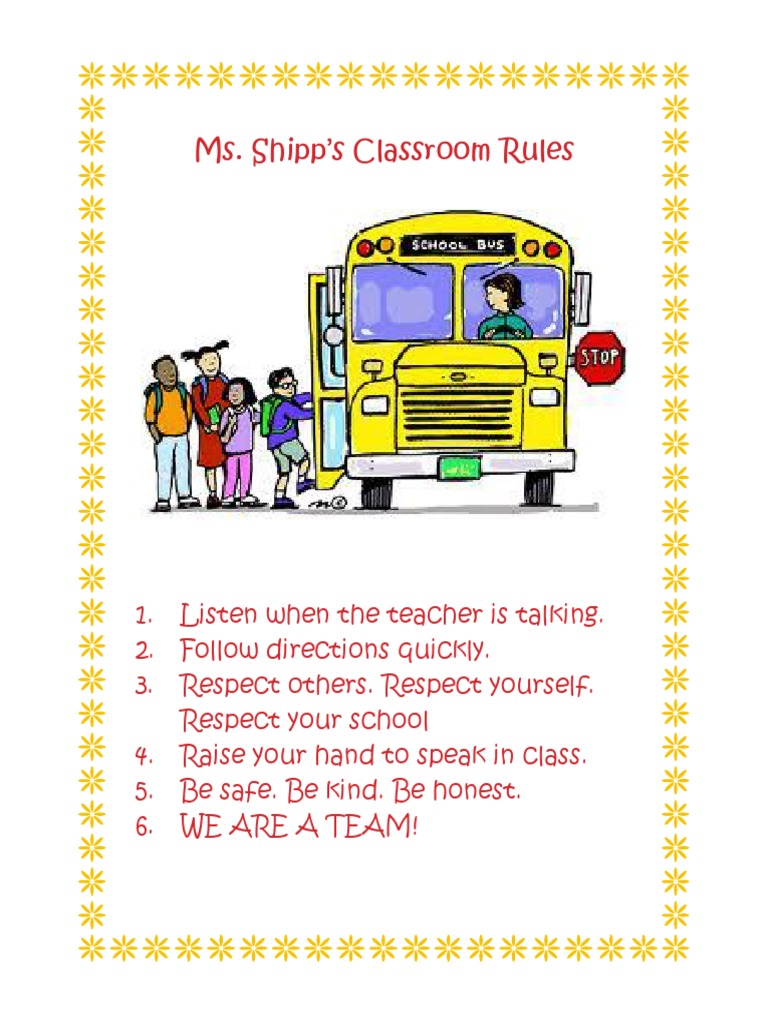 Ms. Shipp's Classroom Rules Explained | PDF | Language Arts ...