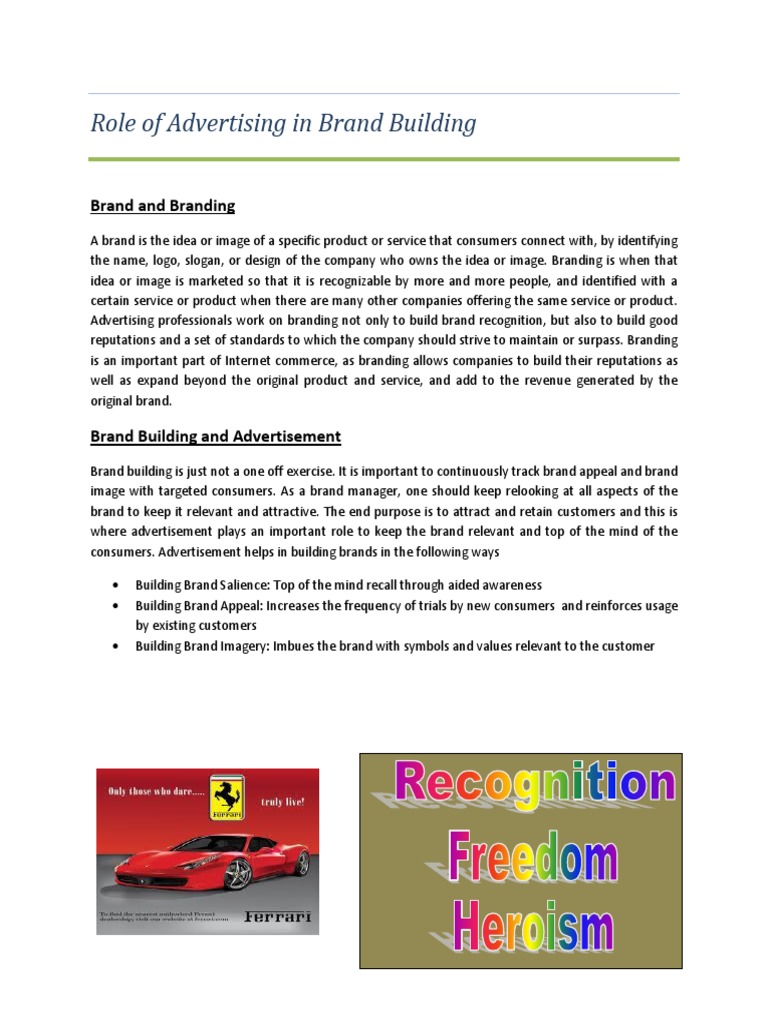 Role of Advertisement in Brand Building | PDF | Brand | Advertising