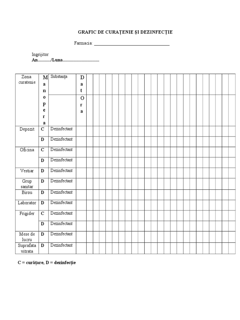 Grafic PT Curatenie Si Dezinfectie 2 | PDF