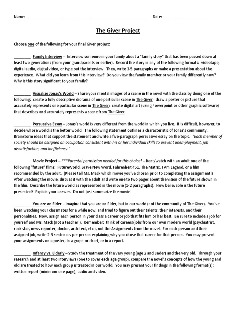 The Giver Movie Poster Project