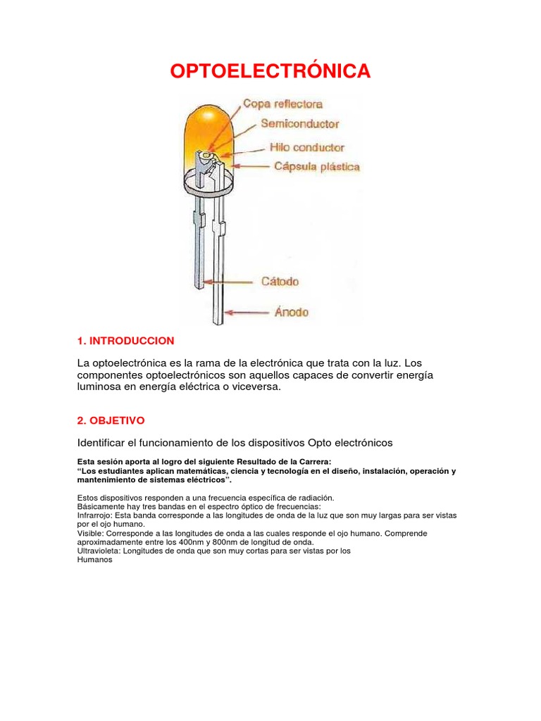 OPTOELECTRÓNICA | PDF | Diodo emisor de luz | Láser
