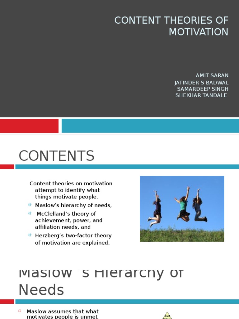 Content Theories of Motivation