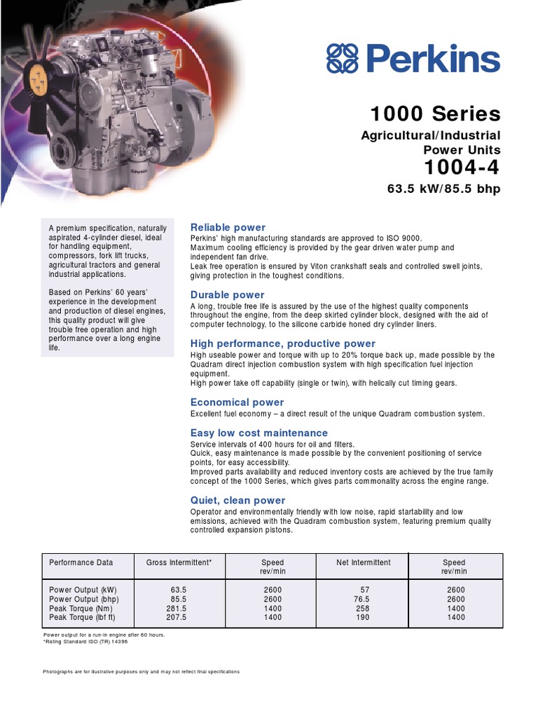 1004-4 Spec Sheet | PDF | Diesel Engine | Engines