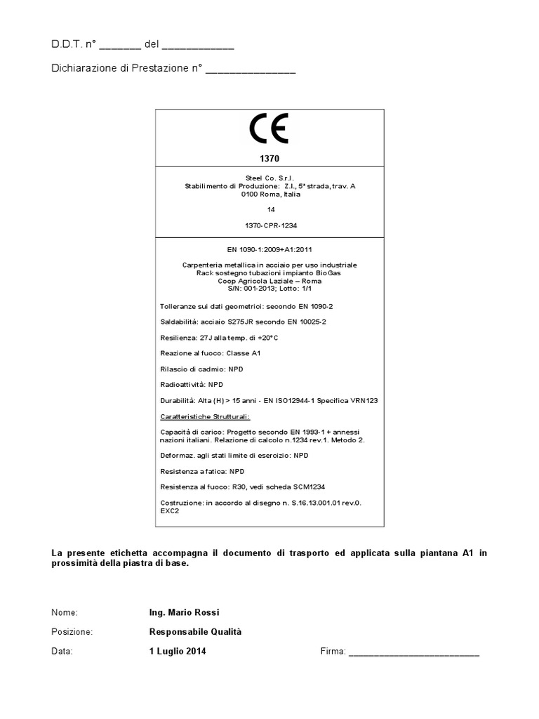 ETICHETTA CE EN 1090-1