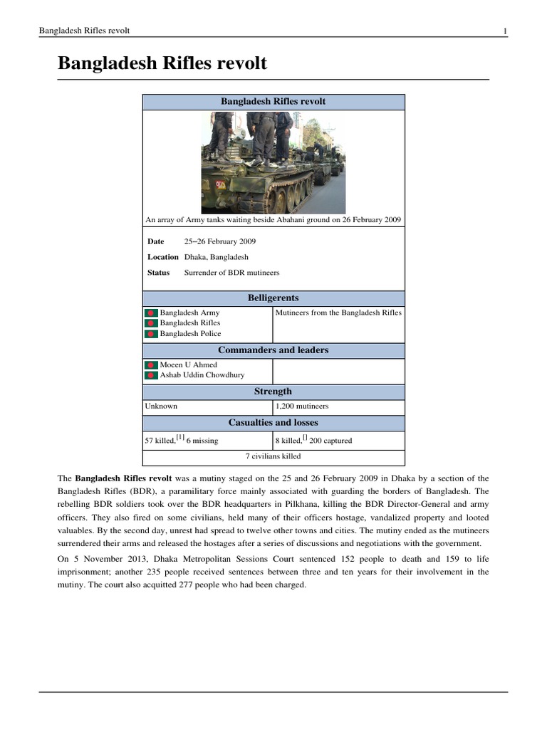 Bangladesh Rifles Revolt PDF | PDF | National Security | Military