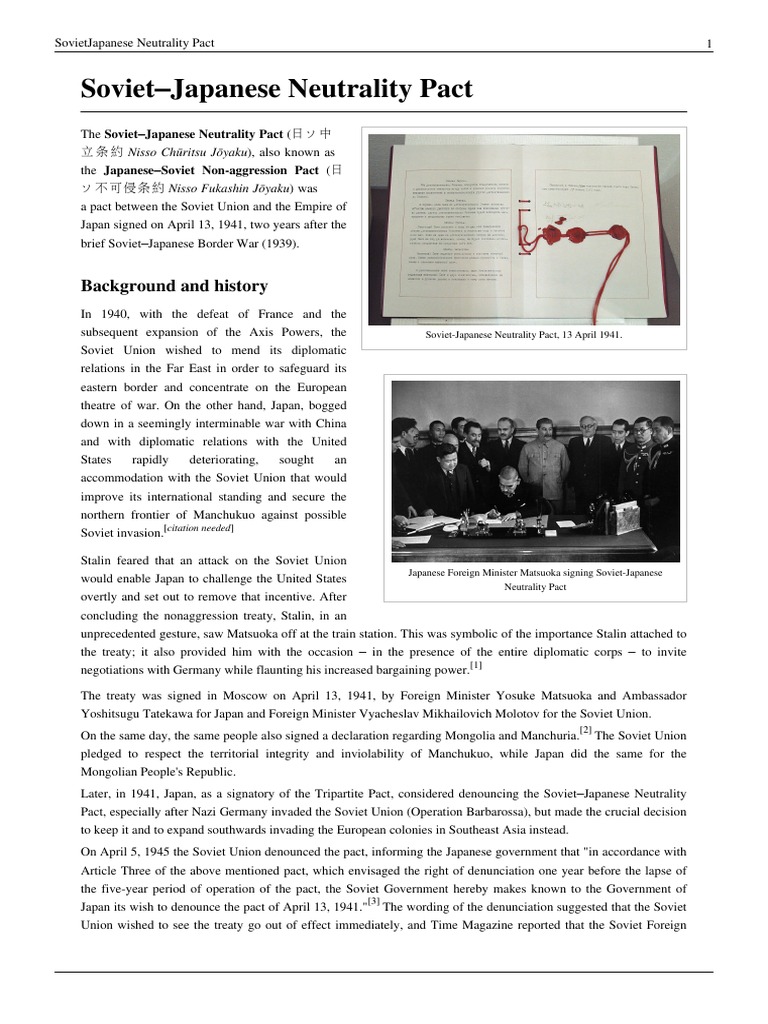 Soviet-Japanese Neutrality Pact PDF | PDF | Politics Of The Soviet ...