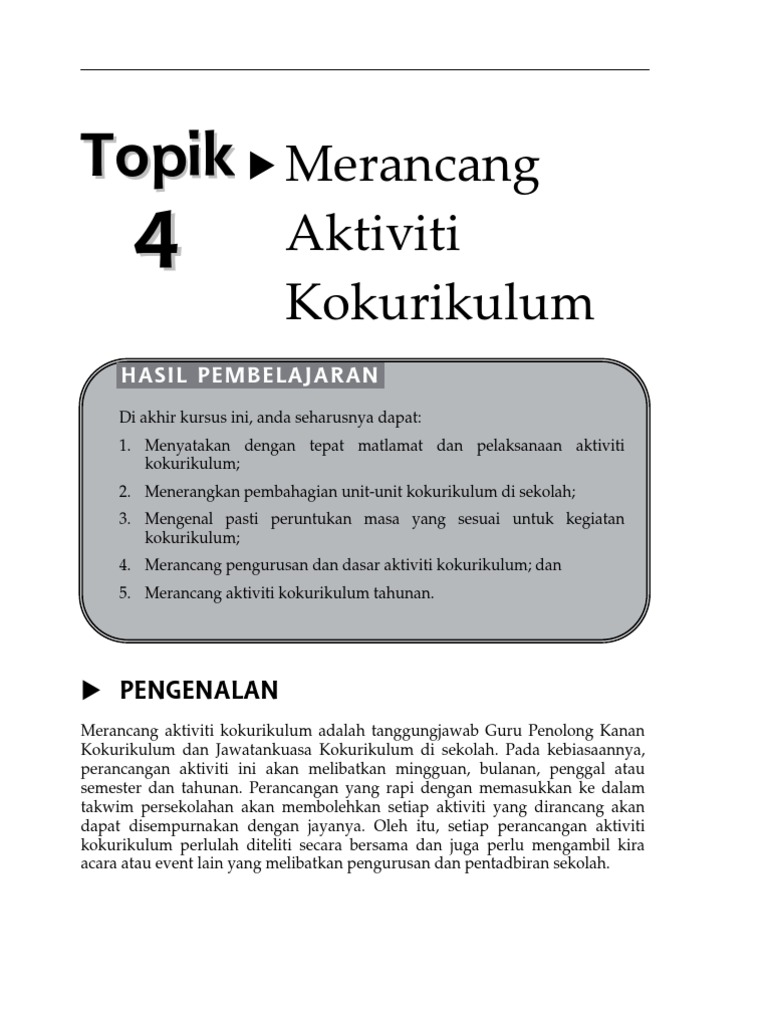 Merancang Aktiviti Ko-Kurikulum | PDF | Karier & Perkembangan