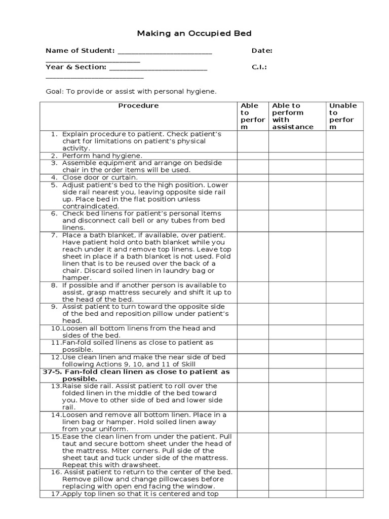 Making An Occupied Bed | PDF | Bed | Home