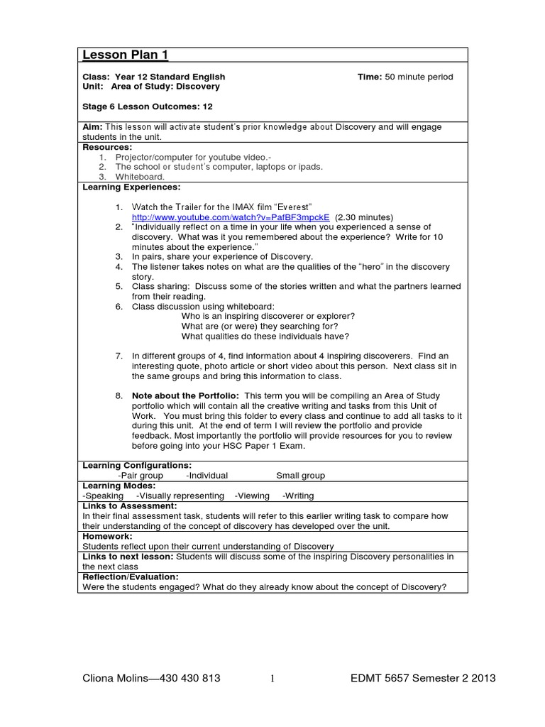 Lesson Plans 1-5 and 36-40 | PDF | Educational Assessment | Lesson Plan