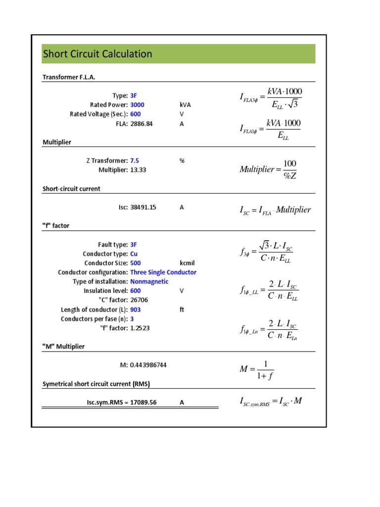 Short Circuit Current Calculation | PDF