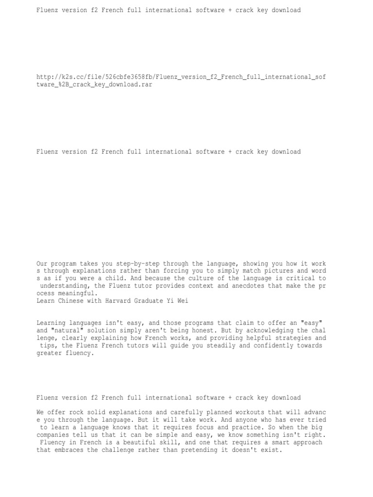 Fluenz Version f2 French Full International Software Crack Key Download | PDF | Fluency ...
