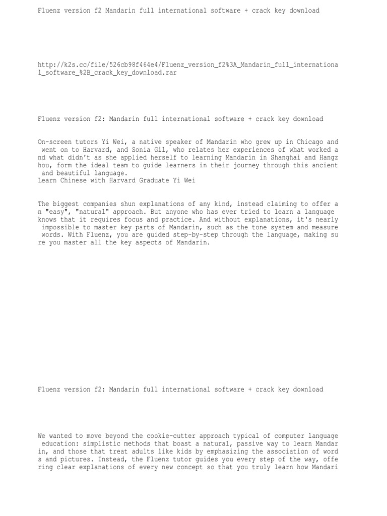 Fluenz Version f2 Mandarin Full International Software Crack Key Download | PDF | Fluency ...