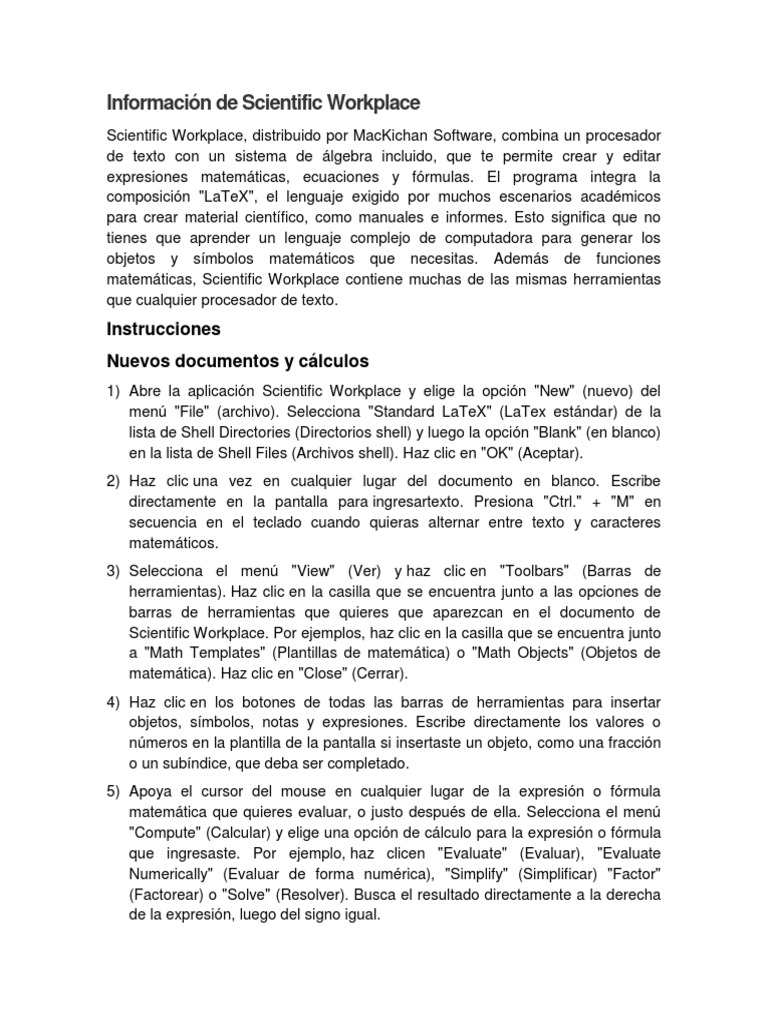 Información de Scientific Workplace | PDF | Point and Click | Interfaz de línea de comando