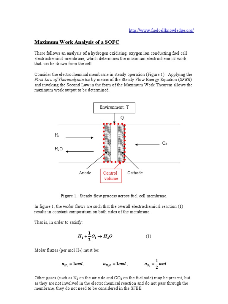 Maximum Work Analysis of Sofc | PDF | Solid Oxide Fuel Cell | Electrochemistry