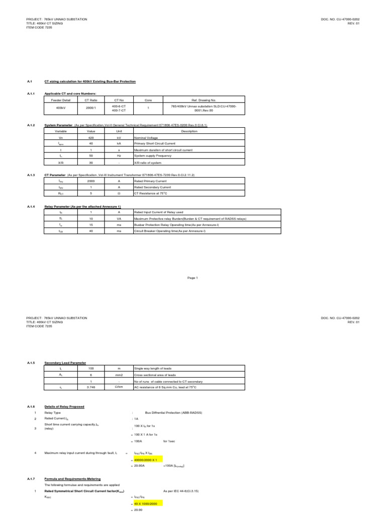 CT Sizing | Download Free PDF | Electrical Substation | Transformer